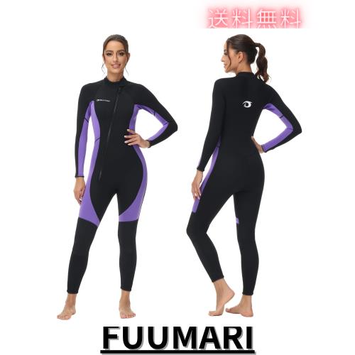 Owntop レディース ウェットスーツ 3/2mmネオプレン フルスーツ - ストレッチ UVカット ダイビング スーツ フロントジッパー 保温 ワンピ