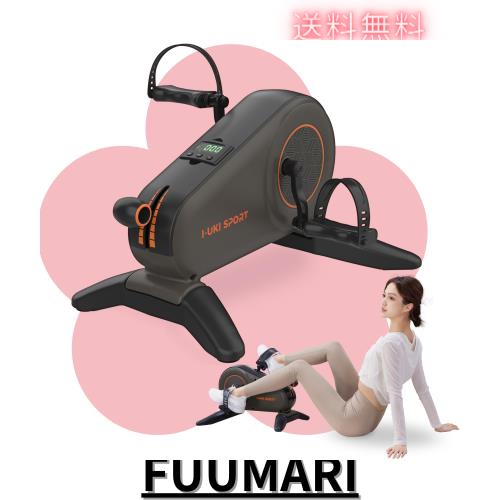 I-uki Sport ミニ エアロバイク 家庭用 静音 マグネット8段階負荷 滑り止めストラップ付き 液晶メーター 脚付きルームバイク 省スペース