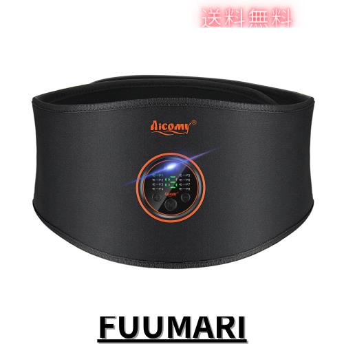 ems 腹筋ベルト【ジェルシート不要 実用新案登録】 筋トレ器具 EMSトレーニング 洗える USB充電式 延長ベルト付き 男女兼用 Aicomy 純正