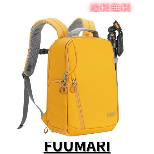 [TARION] カメラバッグパック カメラリュック レモンイエロー 大容量 11.5L サイドアクセス 三脚収納 軽量 防水 一眼レフカメラバッグ DS
