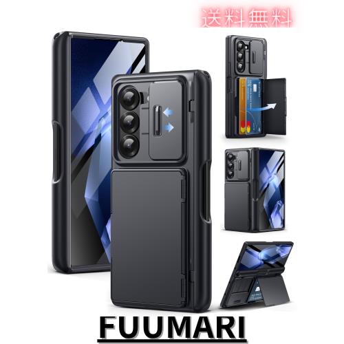 TONGATE for Z Fold 6 ケース、[カードホルダーとSペンホルダー付き] [ガラススクリーンプロテクターとスライドカメラカバー] Samsung Ga