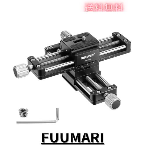 NEEWER 4軸マクロフォーカスレール アルミ製 360°回転可能 Acra型クイックリリースプレートと1/4”ネジ付き マクロレールスライダー カメ