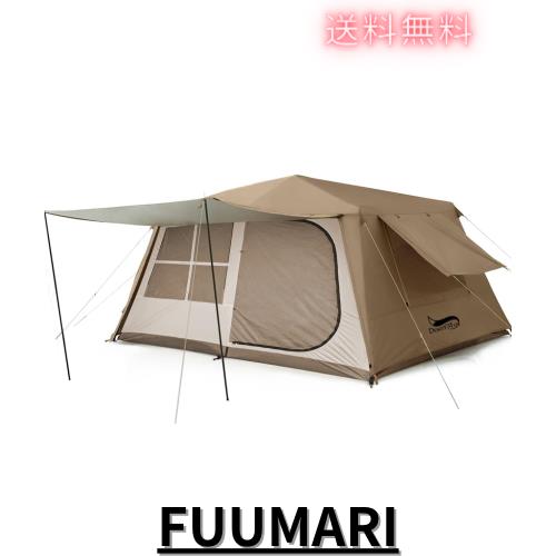 DesertFox テント大型 2〜6人用 ？簡単設営 ロッジ型 高さ200cm 4000mm耐水圧 前後室あり キャンプテント 自立式 パークテント 二重層構造