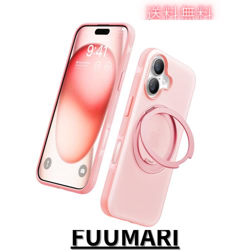 TORRAS iPhone 16 用 ケース カメラコントロールボタン付き【初夏トキメキタイム・多機能360度回転スタンド】 縦横両対応 マグネット搭載