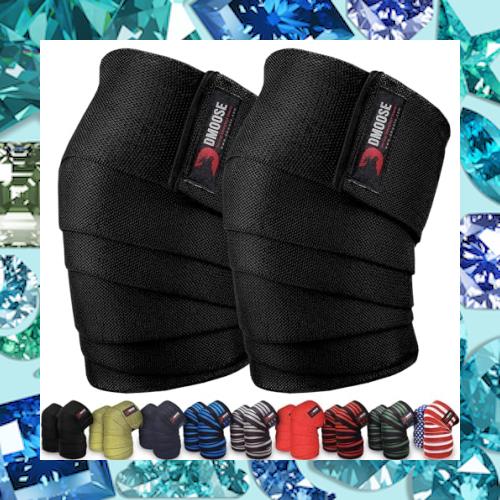 DMoose ウェイトリフティング用ニーラップ - 78 ”長さ 頑丈なニーストラップ ペア 膝の怪我を防ぐ 関節の安定性 クロストレーニング 圧縮