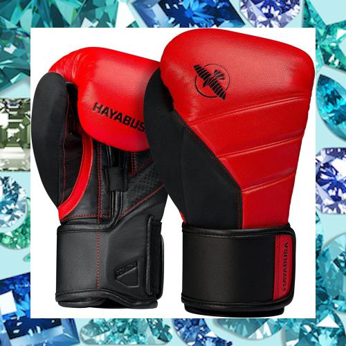 Hayabusa T3ボクシンググローブ（男女兼用） - レッド/ブラック, 14oz