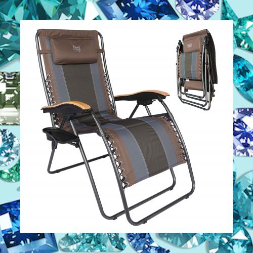 TIMBER RIDGE リクライニングチェア 折りたたみ アウトドア 耐荷重160kg ワイド(座幅60cm) 角度調節 インフィニティチェア キャンプ カッ