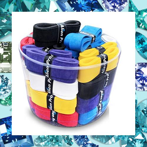 Alien Pros テニスラケットグリップテープ（60グリップ）？ プレカット、ドライタイプのテニスグリップ ？ テニスオーバーグリップテープ、