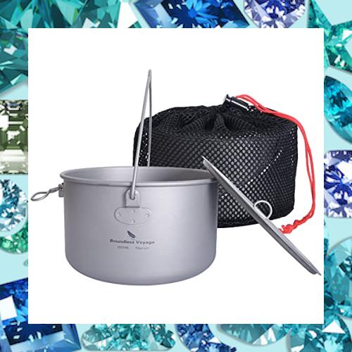 Boundless Voyage チタンクッカー ポット 調理器具 キャンプファイヤー用品 ハンギングポット 鍋 錆びない 軽量 折り畳み式ハンドル ソロ