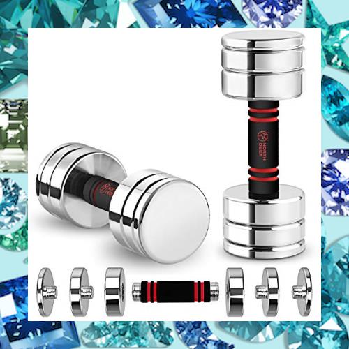 【公式】Northdeer ダンベル 可変式 小型 スチール製 10kg (5kg/7kg/8kg/10kg) クロームメッキ 家庭用 (通常版 10kg×2個)