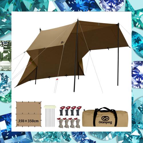 GOGlamping HENGEN+スクエアタープTC 正方形タープ ポリコットン 焚き火可 【19箇所ループ・特殊防水テープ付き】500mm耐水圧 撥水加工