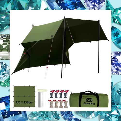 GOGlamping HENGEN+スクエアタープTC 正方形タープ ポリコットン 焚き火可 【19箇所ループ・特殊防水テープ付き】500mm耐水圧 撥水加工
