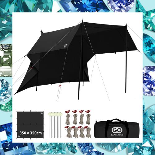 GOGlamping HENGEN+スクエアタープTC 正方形タープ ポリコットン 焚き火可 tcタープ【19箇所ループ・特殊防水テープ付き】500mm耐水圧 撥