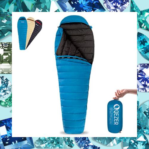 QEZER シュラフ ダウン 寝袋 コンパクト マミー型 260g/400gダウン充填 春夏秋用 1200gダウン充填 冬用寝袋 650FP高級ダウン 400T撥水加