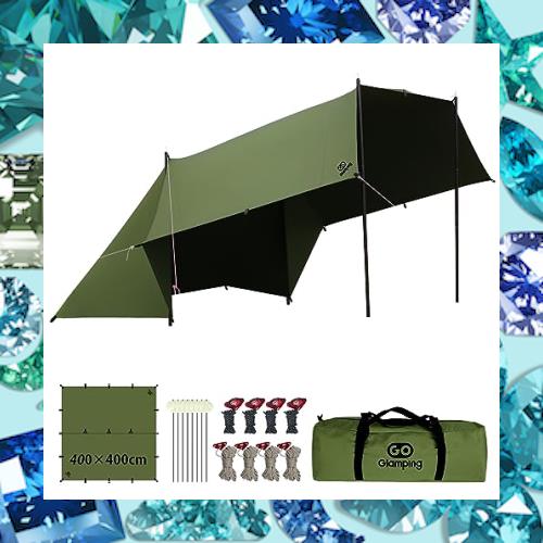 GOGlamping HENGEN+スクエアタープTC 正方形タープ ポリコットン 焚き火可 【19箇所ループ・特殊防水テープ付き】500mm耐水圧 撥水加工