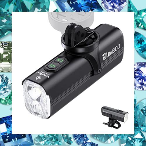 DLite1800 自転車 ライト USB TYPE-C充電式 大容量5000mAh 1800ルーメン ロードバイクライト「ハイビーム＆ロービーム」 振動感知機能 自