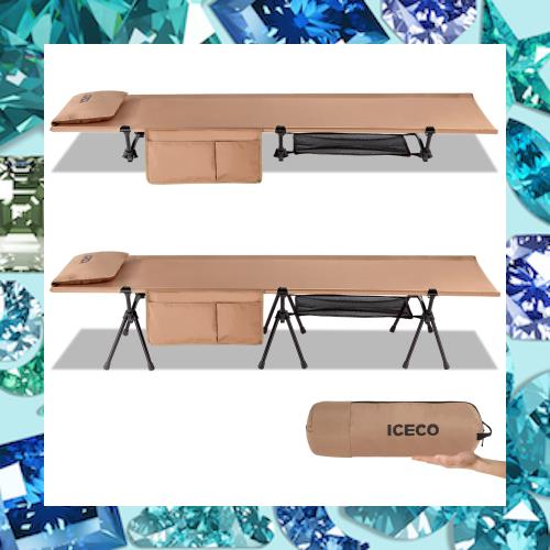 【Upgrade】ICECO コット 1000D 耐荷重180KG 軽量2.8KG 2WAY ハイ/ロー切替可能 静音設計 キャンプ アウトドア ベッド 折りたたみ式 組立