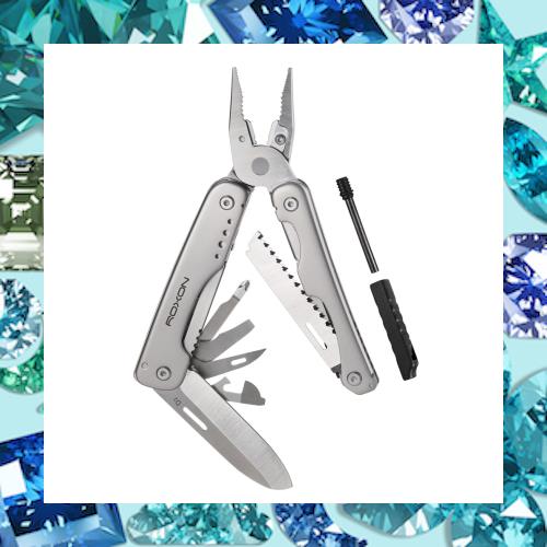 Roxon S803 Flashマルチプライヤー、ファイヤースターター、ホイッスル、のこぎり、ナイフ付き。男性用・お父さん用のポータブルポケット