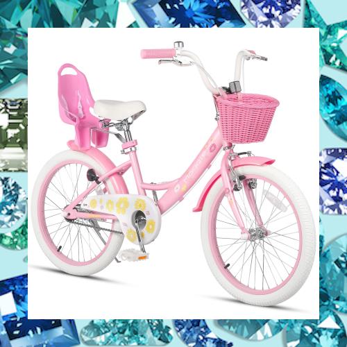 Glerc Maggie 子供用自転車 女の子用 キッズバイク 幼児乗り練習 花柄 かご付き 補助輪付き こども三輪 桜ピンク 20インチ