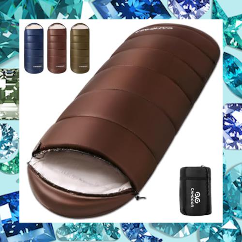 寝袋 冬用 CAMDOOR【30秒収納＆2個連結可】シュラフ 冬用 快適温度-15℃~20℃ 6in1多機能 230T防水 ブラウン（無地）2.2kg/左開き