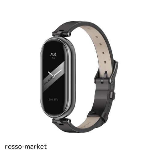 MIJOBS Xiaomi Mi Band 8 替えバンド シャオミバンド 8 本革スマートウォッチ Mi Band 8 対応 交換用 ...