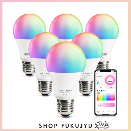 【Amazon Alexa認定】DiCUNO スマート電球 E26 LED電球 60W相当 9W 800lm 調光調色 Alexa Google 対応 電球色・昼白色 マルチカラー 1600