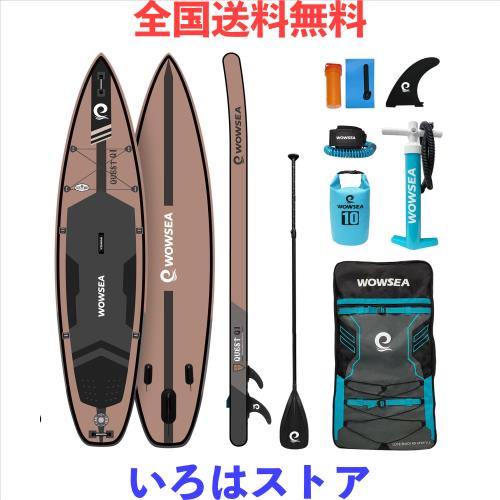 WOWSEA Q1 インフレータブルパドルボード 335cm長x 79cm幅x 15cm厚 耐久性のある安定レジャーSUPボード したツーリング ヨガiSUP ブルー