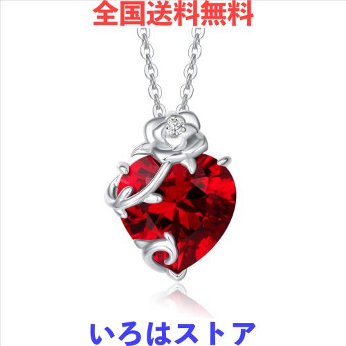 [AGVANA] ネックレス レディース 合成 ガーネット 1月 誕生石 「花盛りの爛漫」モチーフ プラチナメッキ シルバー925 クリスマス ホワイ