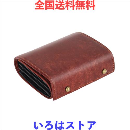 [prosperous] 二つ折り財布 メンズ 2つ折り イタリア レザー ミニ財布 コンパクト箱型小銭入れ小さい財布 二つ折り 箱状財布 大容量 L字