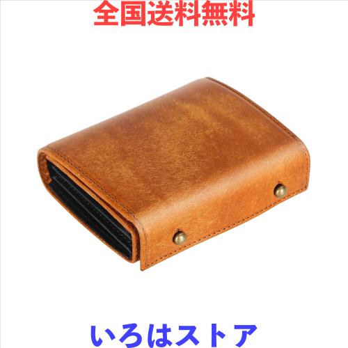 [prosperous] 二つ折り財布 メンズ 2つ折り イタリア レザー ミニ財布 コンパクト箱型小銭入れ小さい財布 二つ折り 箱状財布 大容量 L字