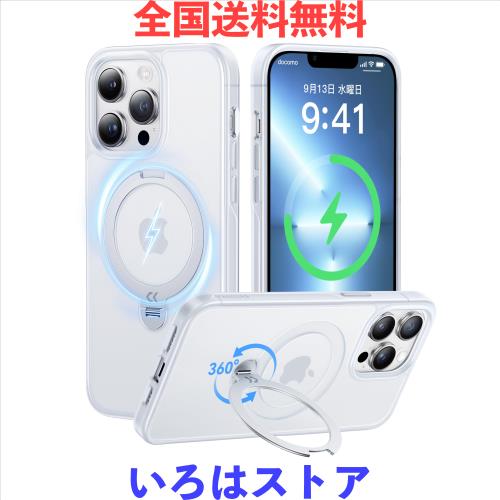 【2025最高傑作＆定点360度回転】CASEKOO iPhone 13Pro Max 用 ケース 超強磁力 米軍MIL規格 耐衝撃 高耐久性【横縦両立・角度調整】指紋