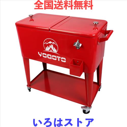 YOGOTO カート型 クーラーボックス80L キャスター付き 長時間保冷 保温 ローリング クーラーボックス キャンプ 大型 保冷クーラーBOX ク