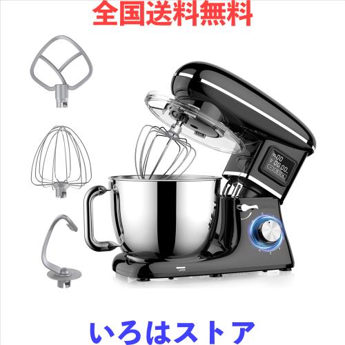 スタンドミキサー 6.2L 大容量 卓上ミキサー 一台三役 多機能メタルミキサー 6段階速度調節可能 キッチンエイド 3種類アタッチメント付き