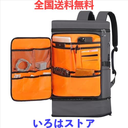 [AISFA] リュック メンズ 大容量 スポーツリュック 旅行 リュックサックビジネスリュック スクエア型 バックパック 防水17インチPC 2層式