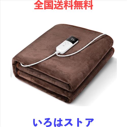 AooDen 電気毛布 敷き 洗える 160×80cm 無段階温度調節 1-12時間タイマー 電気敷き毛布 シングル 厚手生地 毛玉なし 省エネ 丸洗い可 ダ