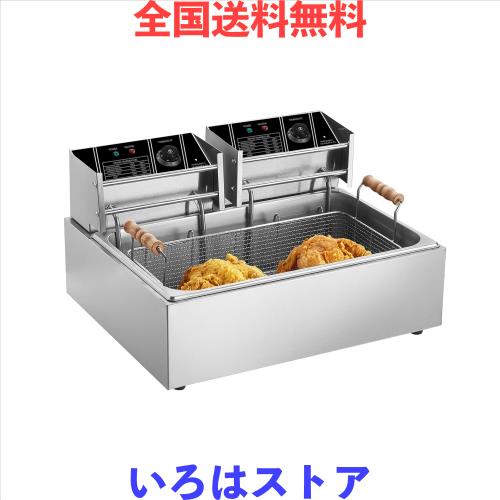 SEASAND 電気フライヤー 12L 揚げ物器 卓上フライヤー 温度調節 省エネ ミニフライヤー ステンレス鋼 業務用 家庭用