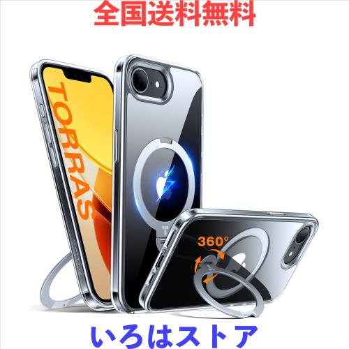 TORRAS iPhone 16e 用 ケース【超剛性｜360° ゼンマイ式スタンド × 10 万回開閉耐久】 米軍規格 縦横両対応 リング付き マグネット搭載