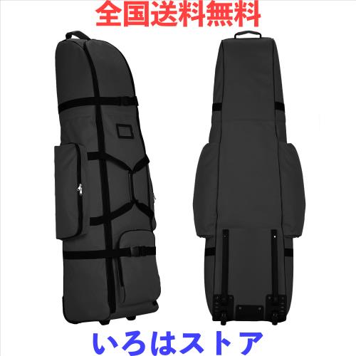 Iptienda ゴルフバッグカバー キャスター付き 9.5型まで対応 900D トラベルカバー ゴルフ航空バッグ (ブラック)