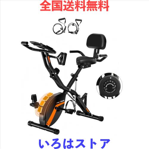 CHAOKE エアロバイク フィットネスバイク トレーニングバイク 【5-in-1 ＆ 5年保証】 折りたたみ エクササイズバンド付き 静音 16段階負荷