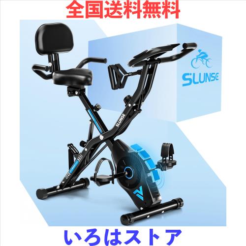 SLUNSE エアロバイク 家庭用 静音 フィットネスバイク 5機能 折りたたみ 16段階負荷調節 LCDモニター＆タブレットトレイ付き コンパクト収