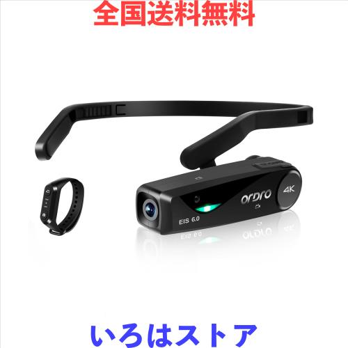 Ordro EP6 PLUS 4K Vlog カメラ ウェアラブル式 ビデオカメラ 1080P 60FPS FPV設計 WI-FIアプリ制御 付随 W1リモコン