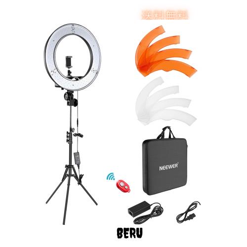 NEEWER 18インチLEDリングライト 55W 5600K 調光可能 女優ライト 省エネSMD LED カメラ写真ビデオ用照明セット ライトスタンド、ソフトチ