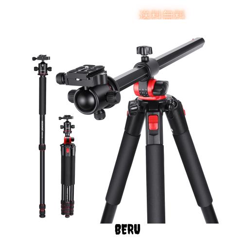 NEEWER カメラ三脚一脚 184cm センターコラム/ボールヘッド/Arca型QRプレート/バッグ付き 水平三脚 俯瞰撮影 DSLRカメラ/ビデオカメラに