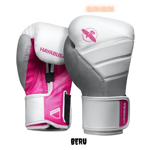 Hayabusa T3ボクシンググローブ（男女兼用） - ホワイト/ピンク, 12oz