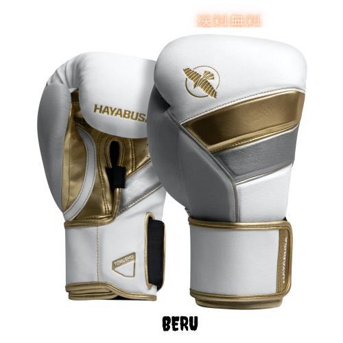 Hayabusa T3ボクシンググローブ（男女兼用） - ホワイト/ゴールド, 14oz