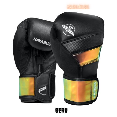 Hayabusa T3ボクシンググローブ（男女兼用） - ブラック/イリディセント, 14oz