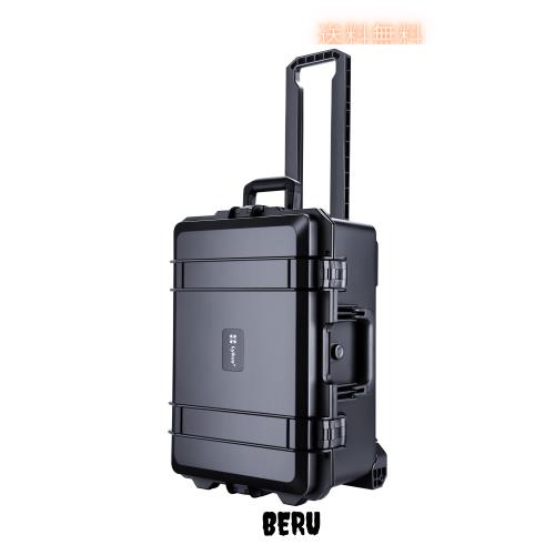 Lykus HC-5220 車輪付き防水ハードケース キャリーオンケース キャスター付き 格子状カットスポンジが内蔵 内寸:52x36x24.5cm カメラ、プ