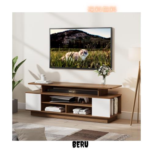 WAMPAT テレビ台 テレビボード 大幅AV機器空間 55インチまで対応 幅120cm 隠す収納スペース 木製 浅い ウォルナット ホワイト