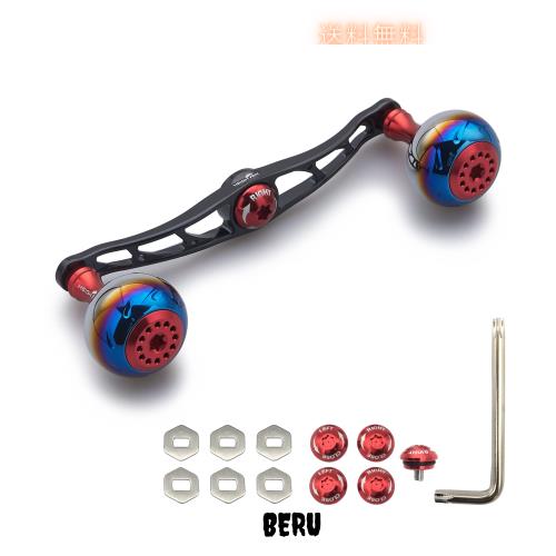 HEIGHTEN 130/120/115mm リール ハンドル シマノ ダイワ アブガルシア 通用 ベイトリール 用 Aurora Series (115mm, レッド＆ブラック) (