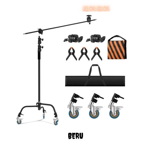 SOONPHO センチュリースタンド 3.3M Cスタンド ヘビーデューティライトスタンド ステンレス鋼 耐荷重20kg 128cmブームアームと2つのグリ